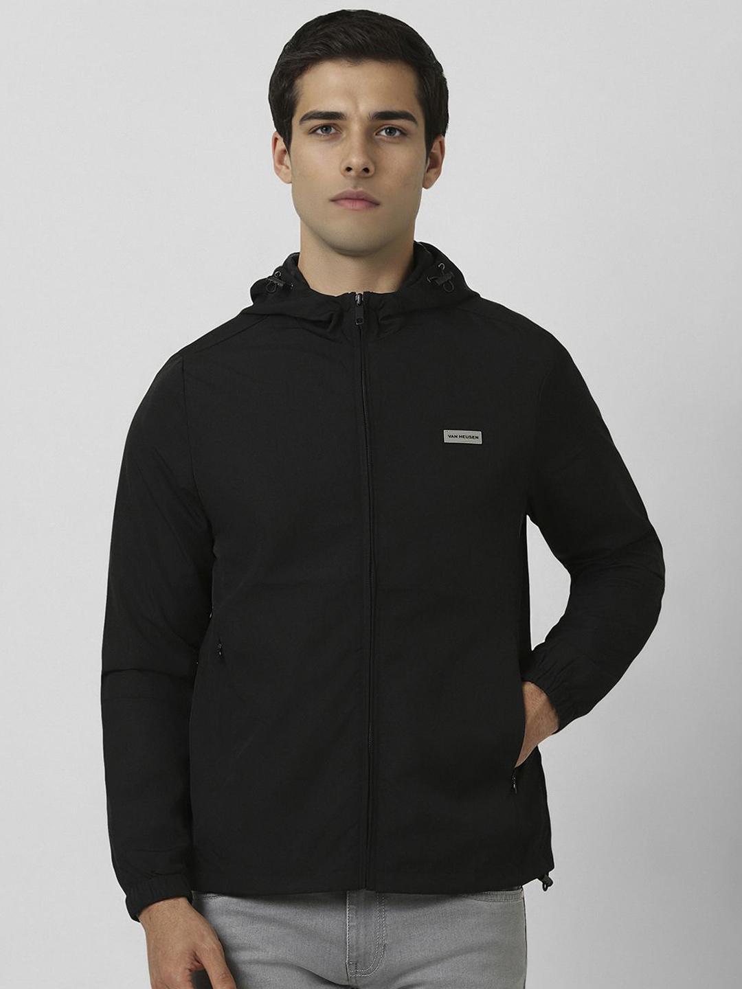 Buy Van Heusen Men Hooded Solid Casual Bomber Jacket - Jackets for Men ...