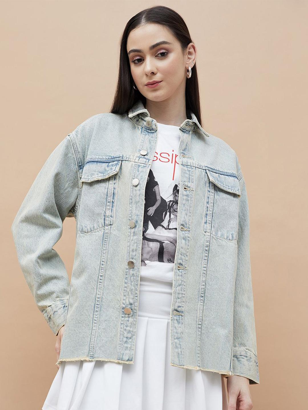Buy Ginger By Lifestyle Women Solid Long Sleeves Pure Cotton Denim ...