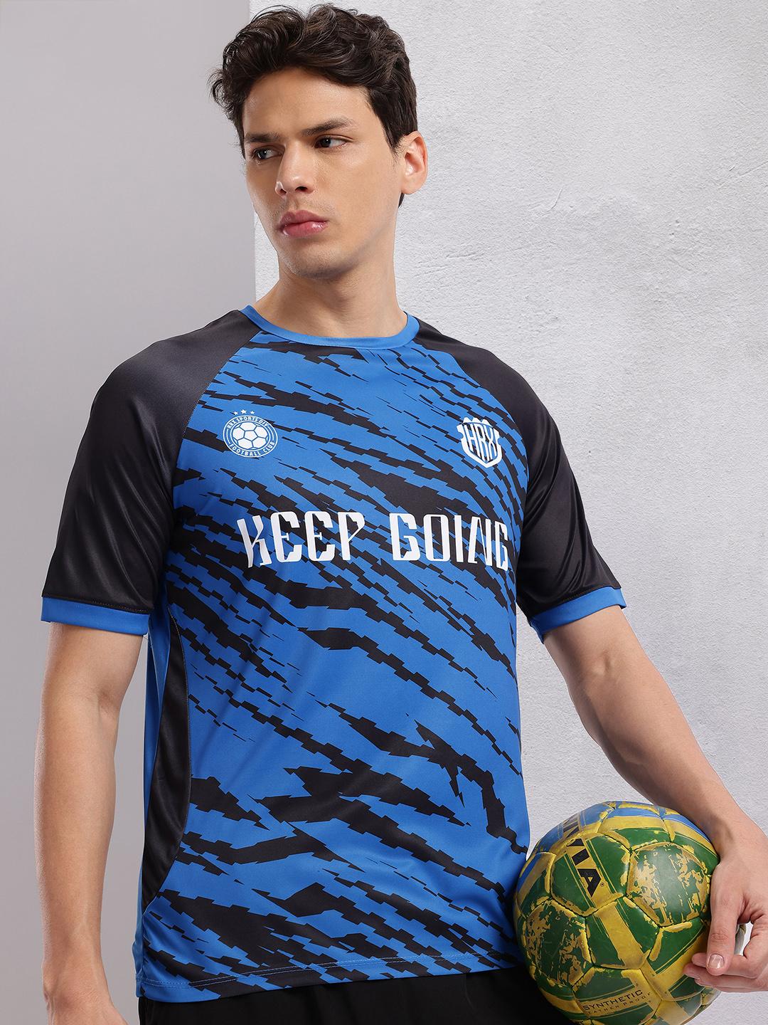 Buy HRX By Hrithik Roshan Abstract Print Colourblocked Football T Shirt ...