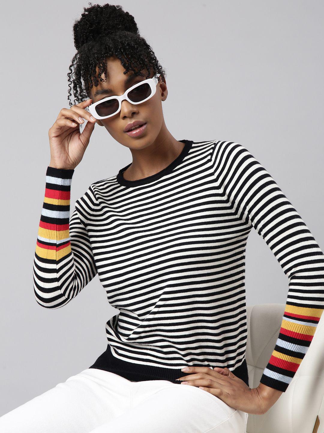 Buy SHOWOFF Round Neck Horizontal Stripes Top - Tops for Women 32042495 ...