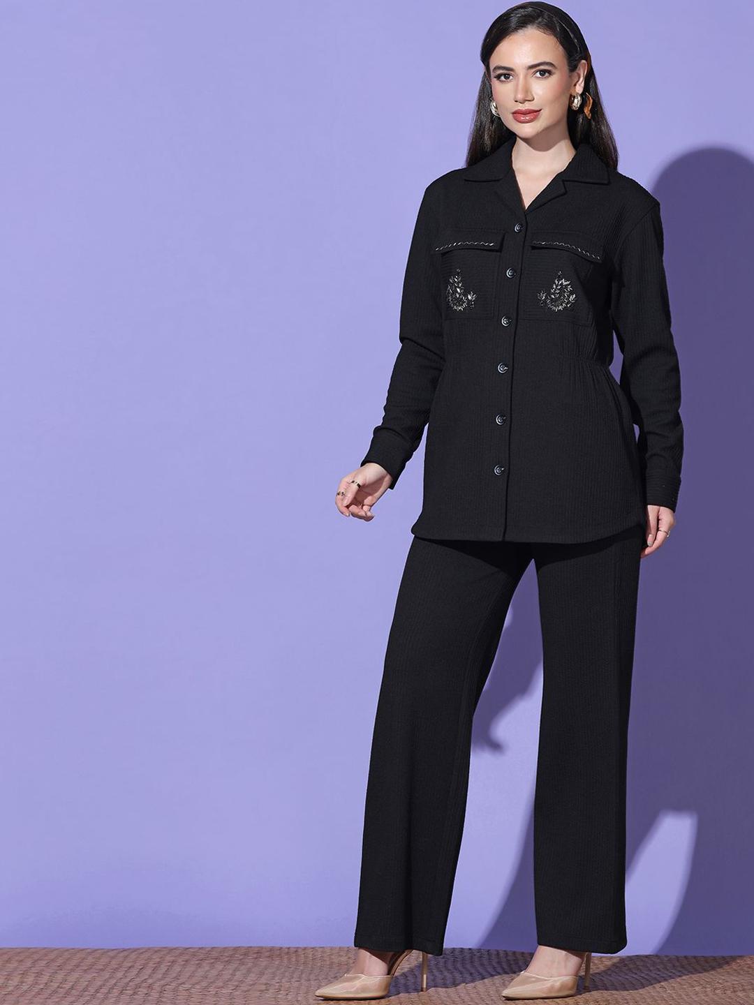 Buy FUTURO Printed Shirt Collar Top With Trousers Co Ords Set - Co Ords ...