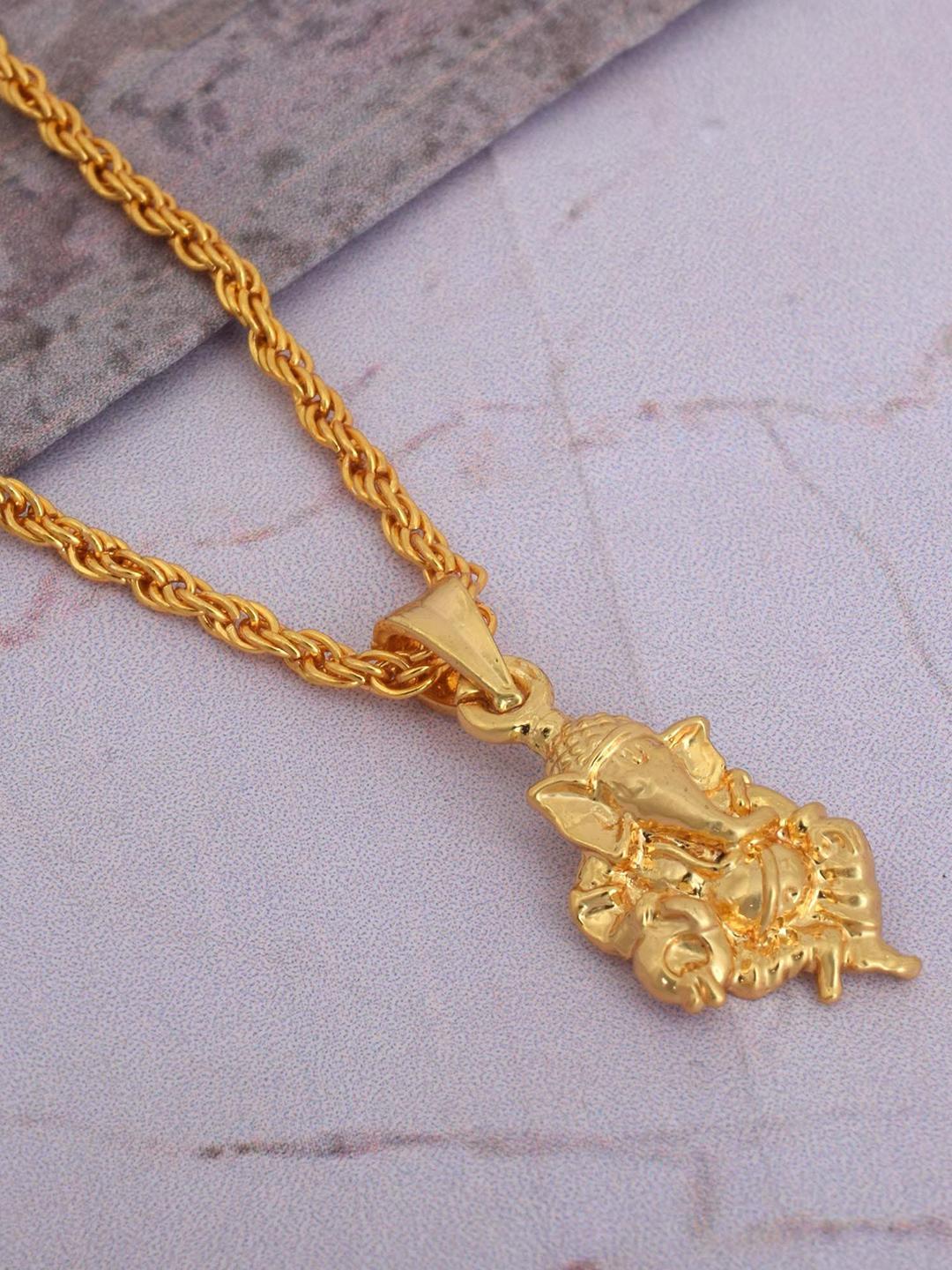 Buy MEMOIR Gold Plated God Ganesh Pendant With Chain - Pendant for ...