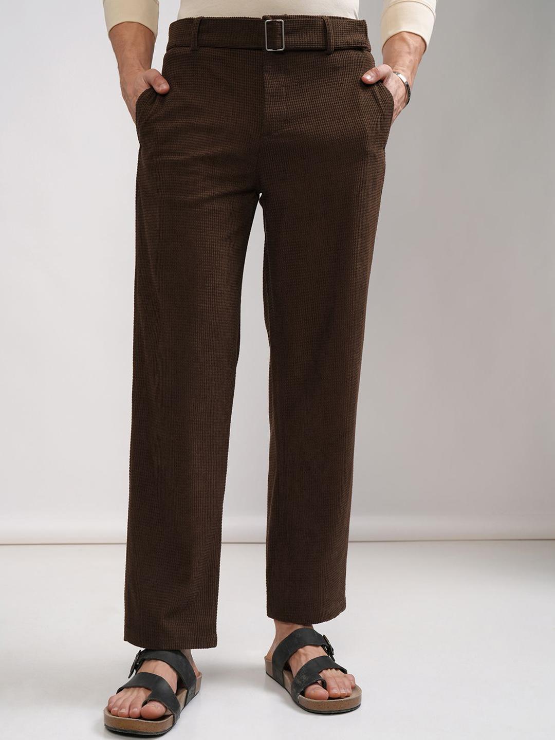Buy HIGHLANDER Men Corduroy Textured Elasticated Korean Style Relaxed ...