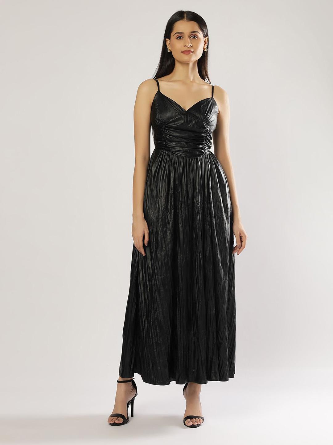 Buy PEACH & PANDA Women Leather Shoulder Straps Maxi Dress - Dresses ...