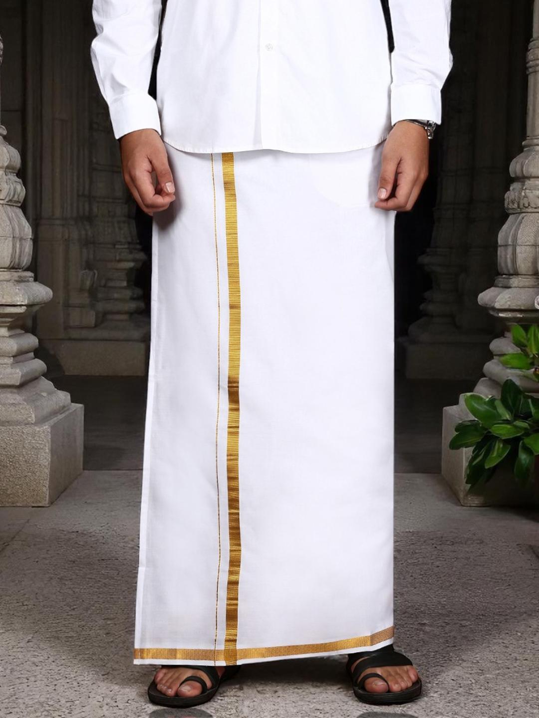 Buy White Heart Men Cotton Readymade Adjustable Velcro Pocket Dhoti ...