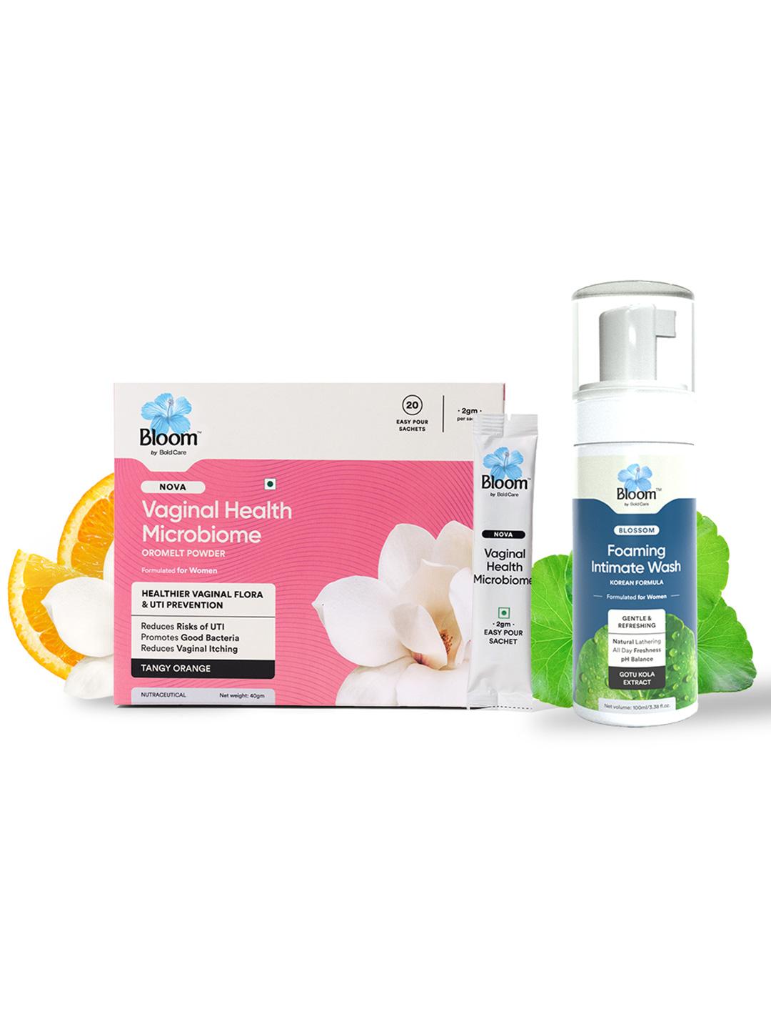 Buy Bloom 1 Foaming Intimate Wash & 1 Vaginal Health Oromelt Powder ...
