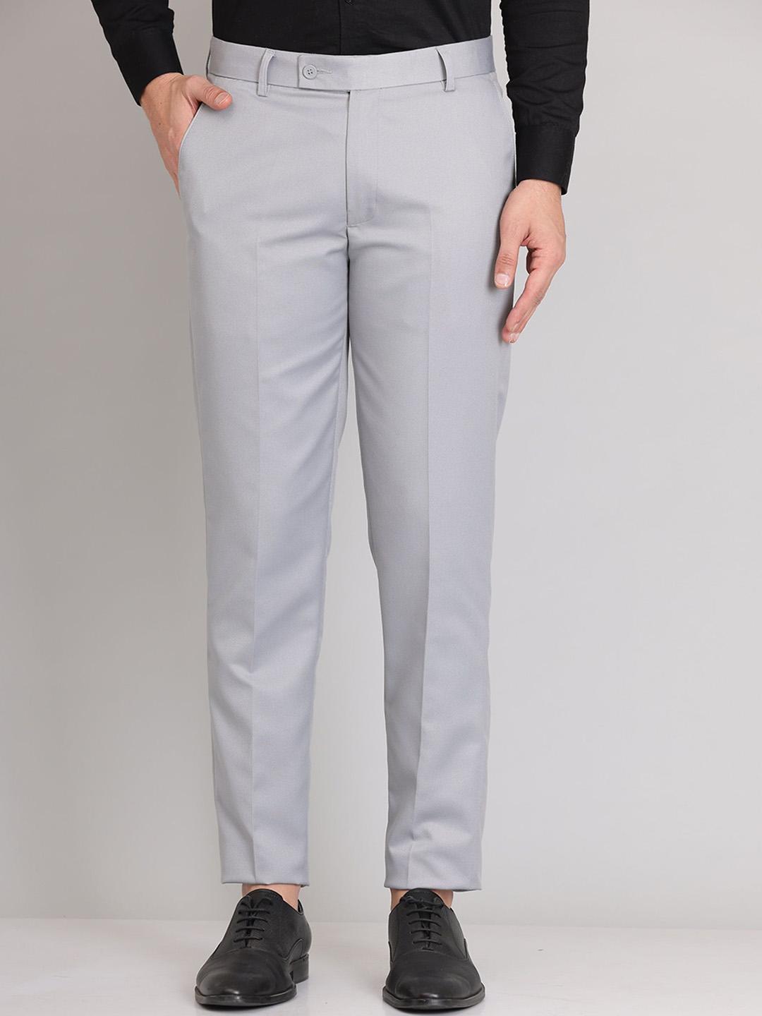 Buy Cyphus Men Smart Slim Fit Formal Trousers - Trousers for Men ...