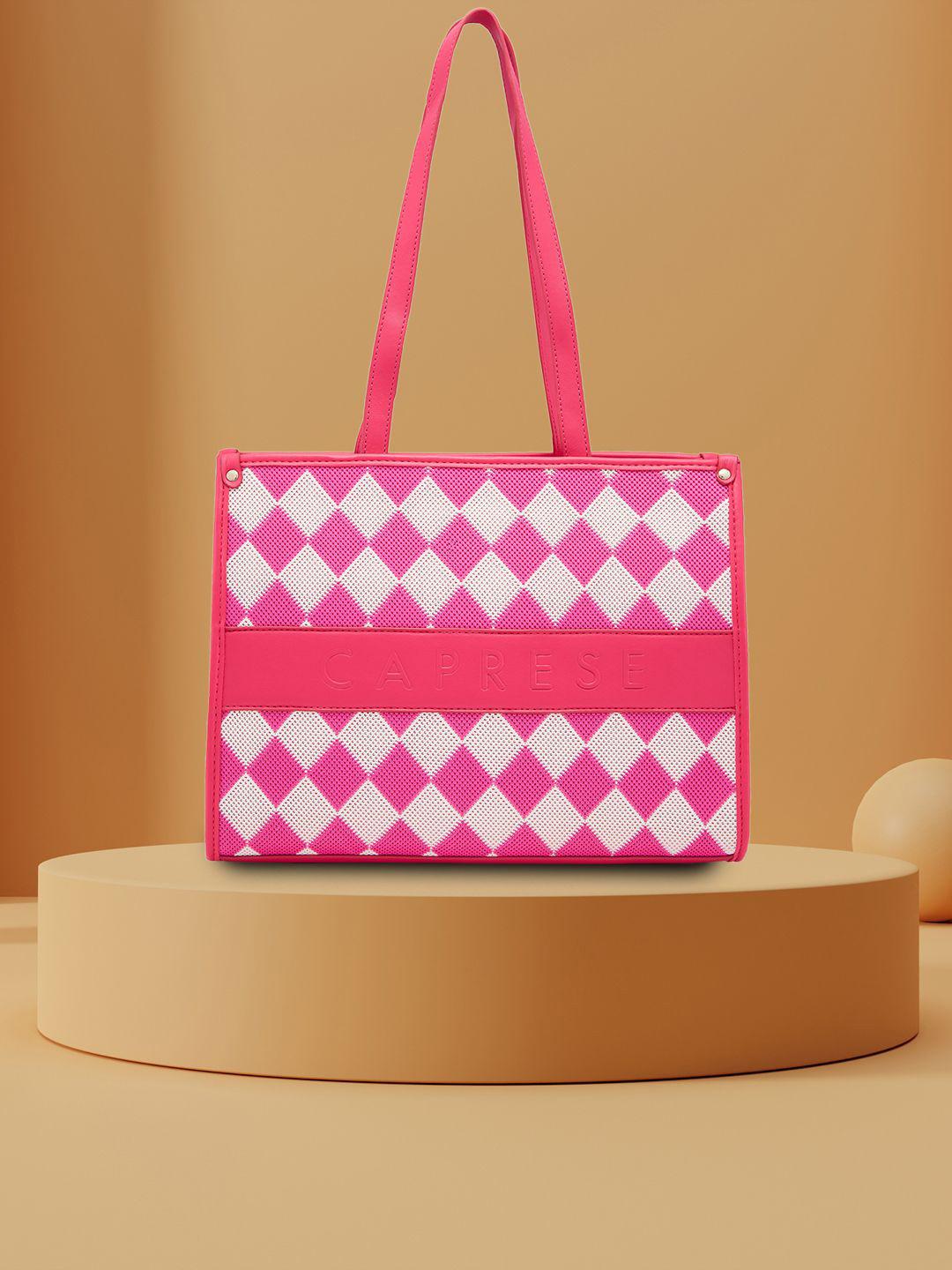 Buy Caprese Checker Women Fuchsia Medium Tote Bag - Handbags for Women ...