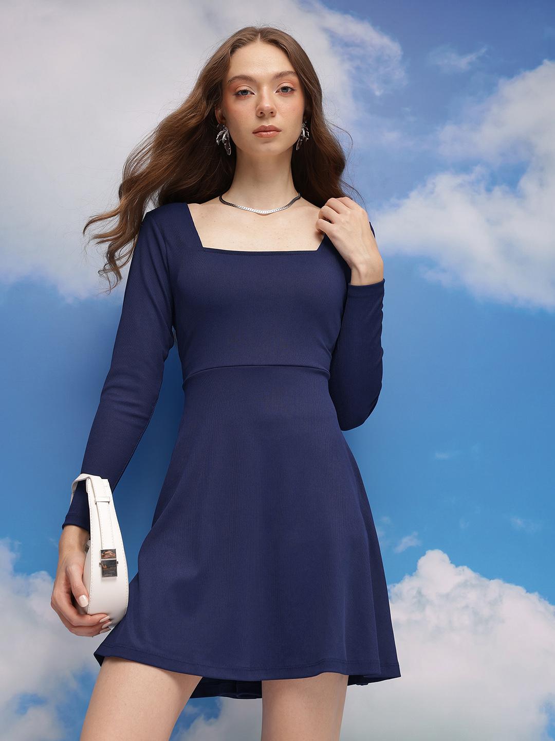 Buy CORSICA Solid Square Neck A Line Dress - Dresses for Women 32146719 | Myntra