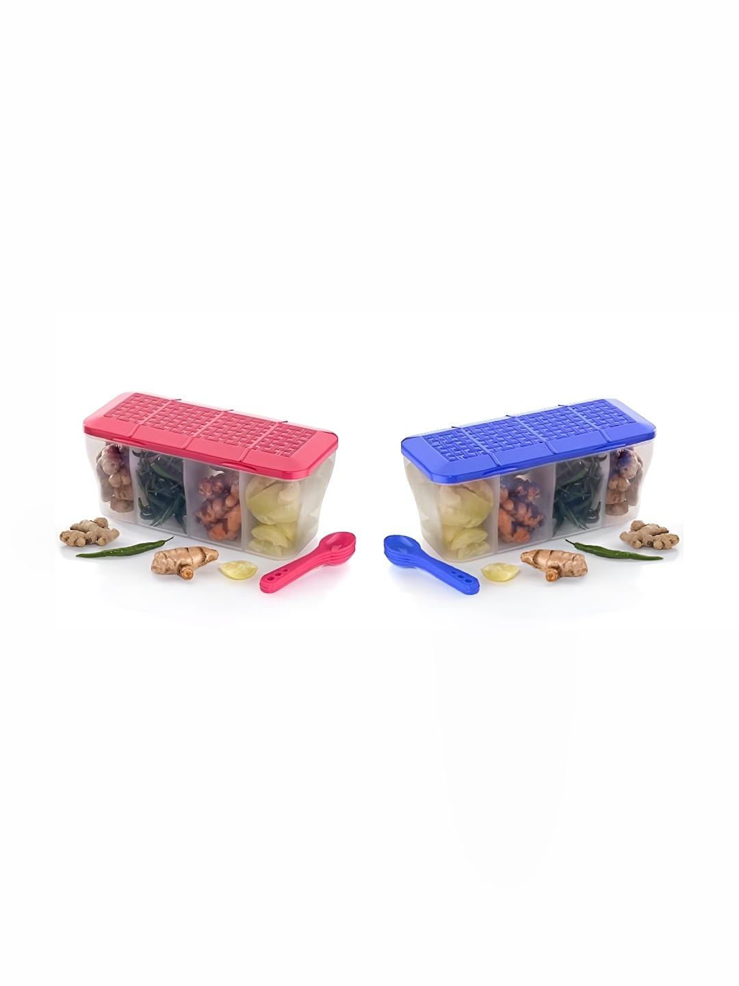 Buy Metrolife 4 Partition Blue Plastic Easy To Clean 2 Piece Flip Top ...