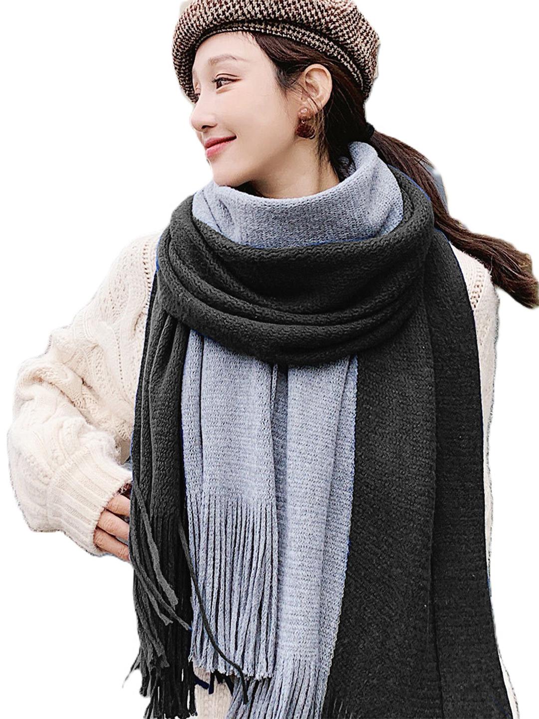 Buy Alexvyan Women Black&Grey Woolen Soft Acrylic Winter Muffler ...