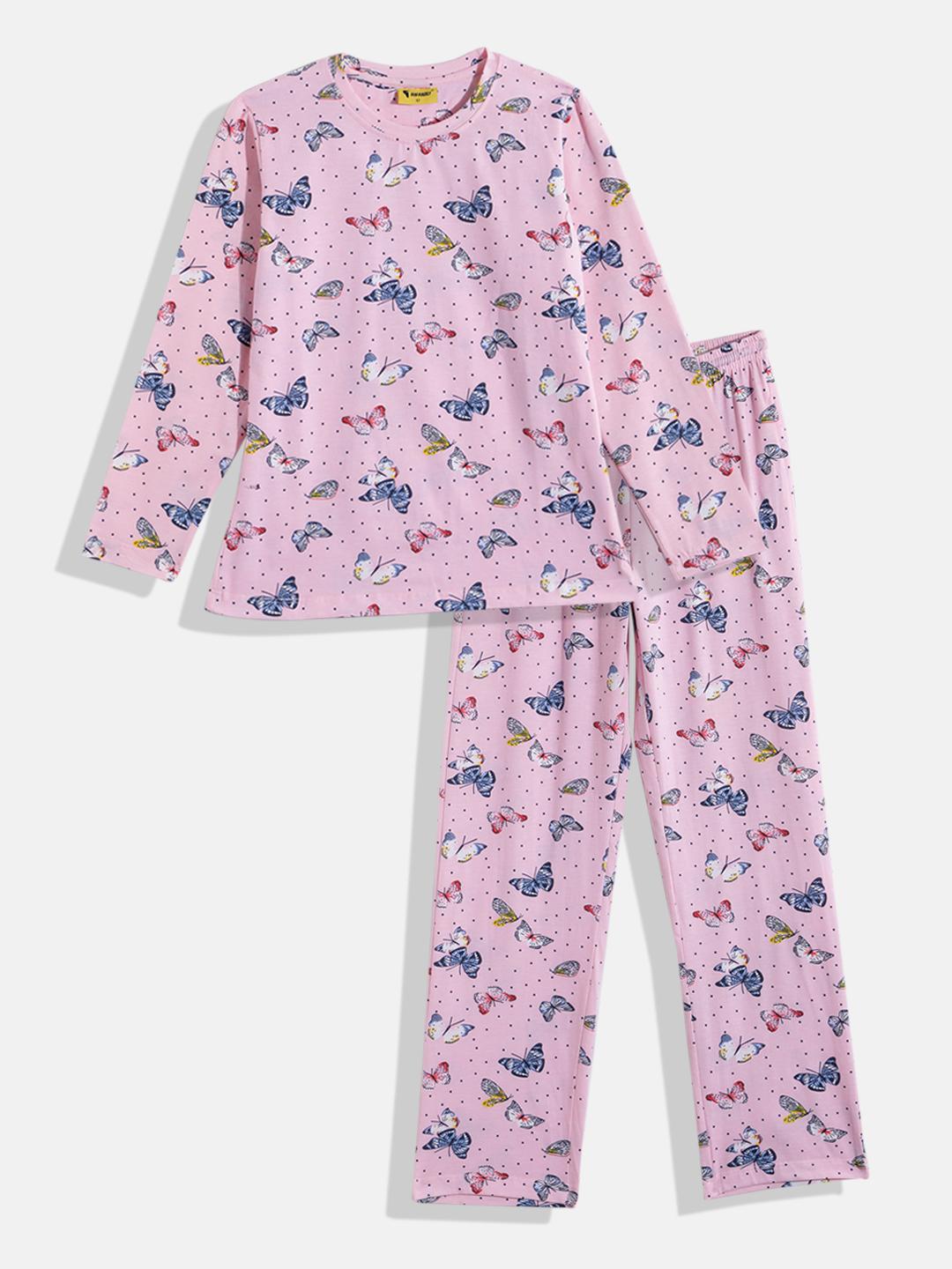 Buy KOKOMO Girls Butterfly Print Night Suit - Night Suits for Girls ...