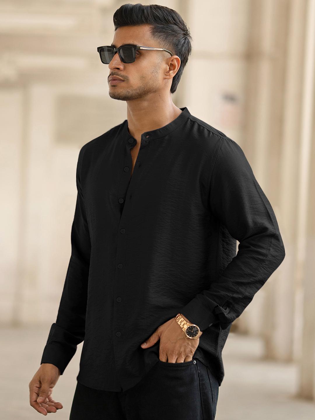 Buy Powerlook Men Band Collar Solid Casual Shirt - Shirts for Men ...