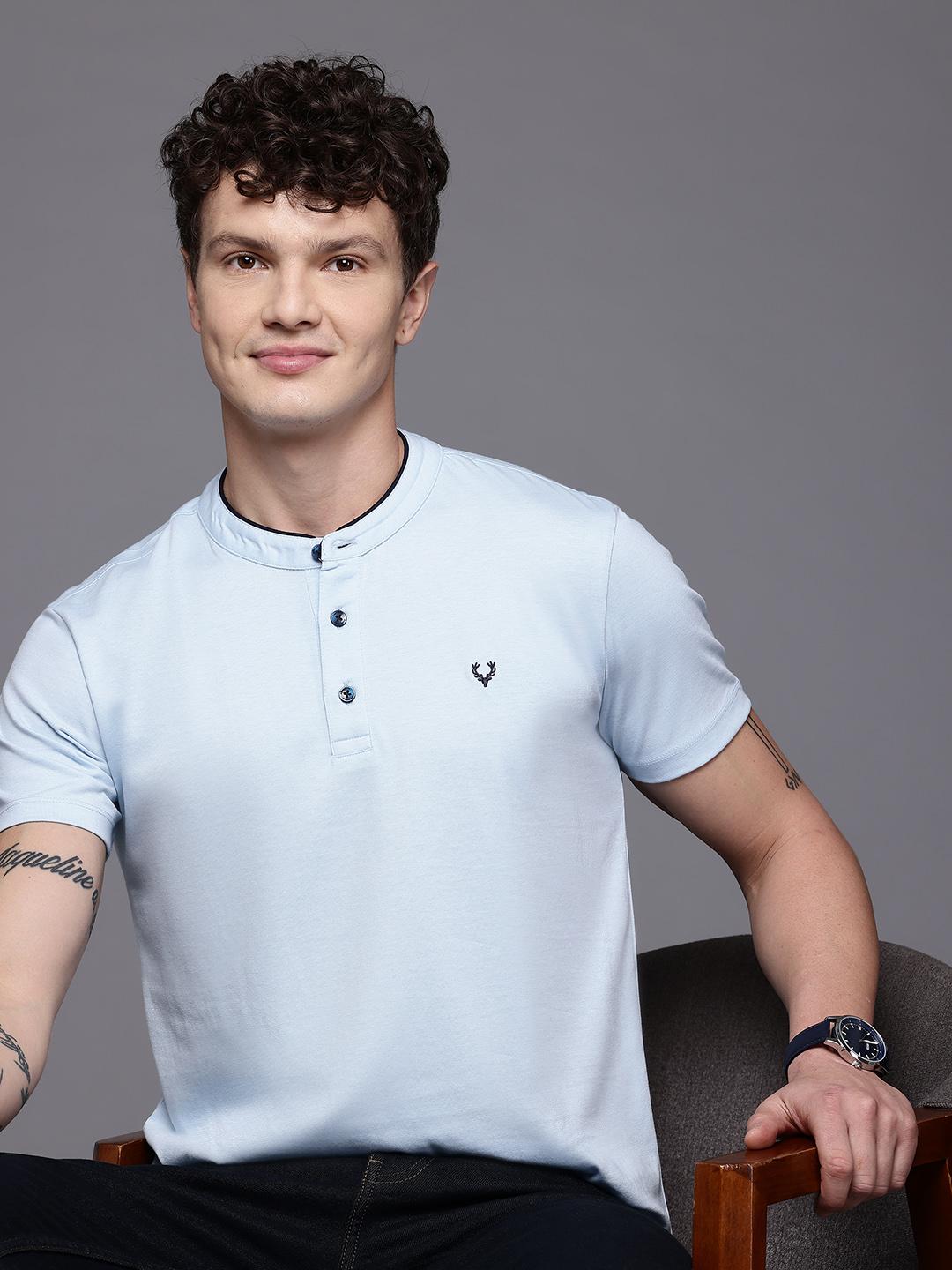 Buy Allen Solly Henley Neck Regular Fit T Shirt - Tshirts for Men ...