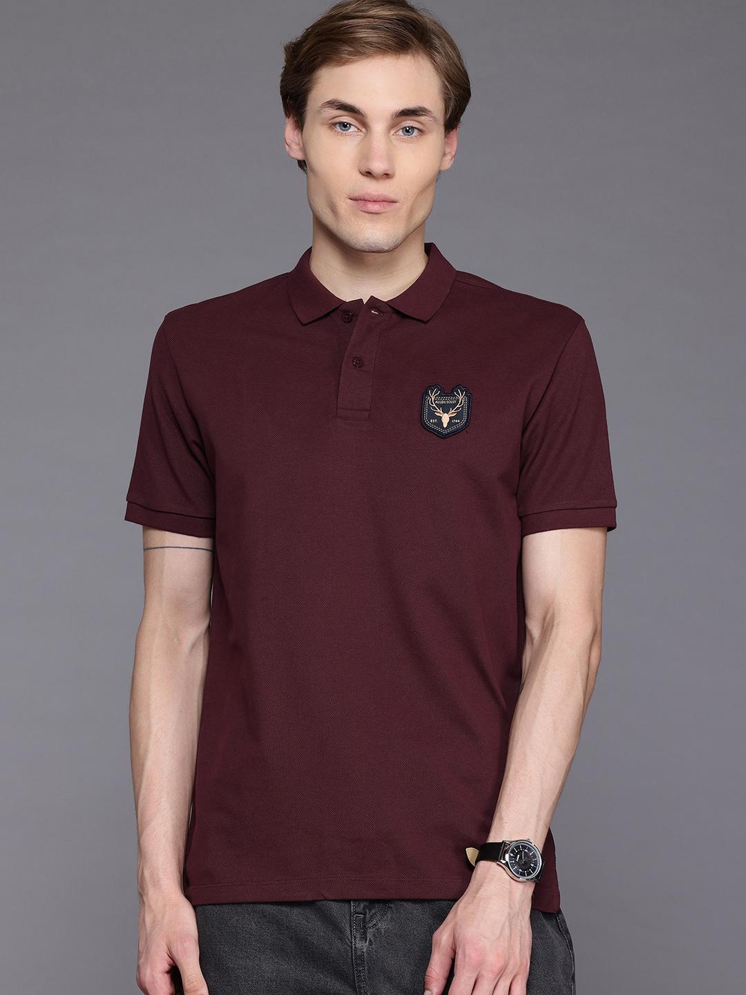 Buy Allen Solly Polo Collar Regular Fit T Shirt With Hem Slits ...