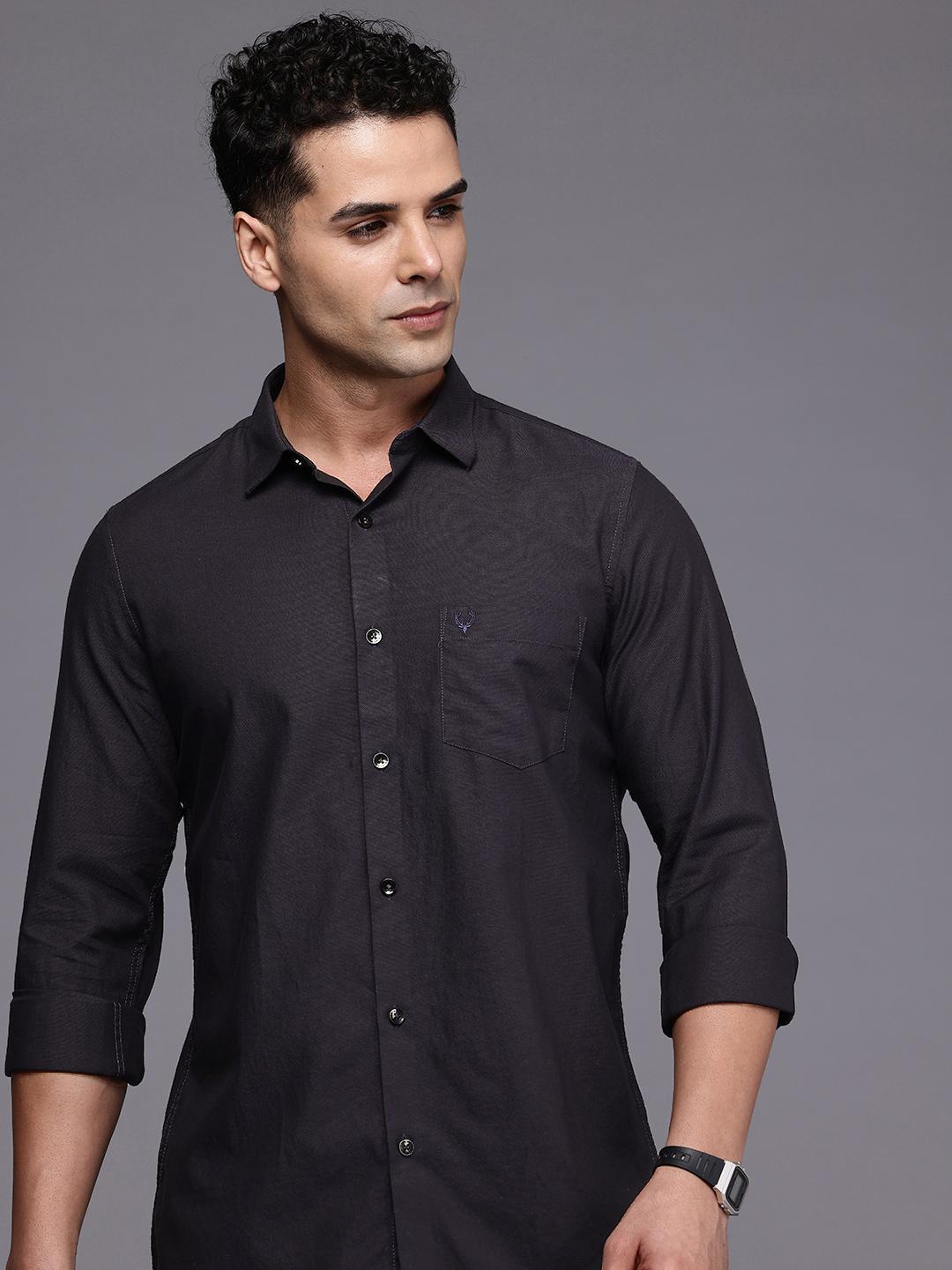 Buy Allen Solly Pure Cotton Self Design Comfort Slim Fit Textured ...