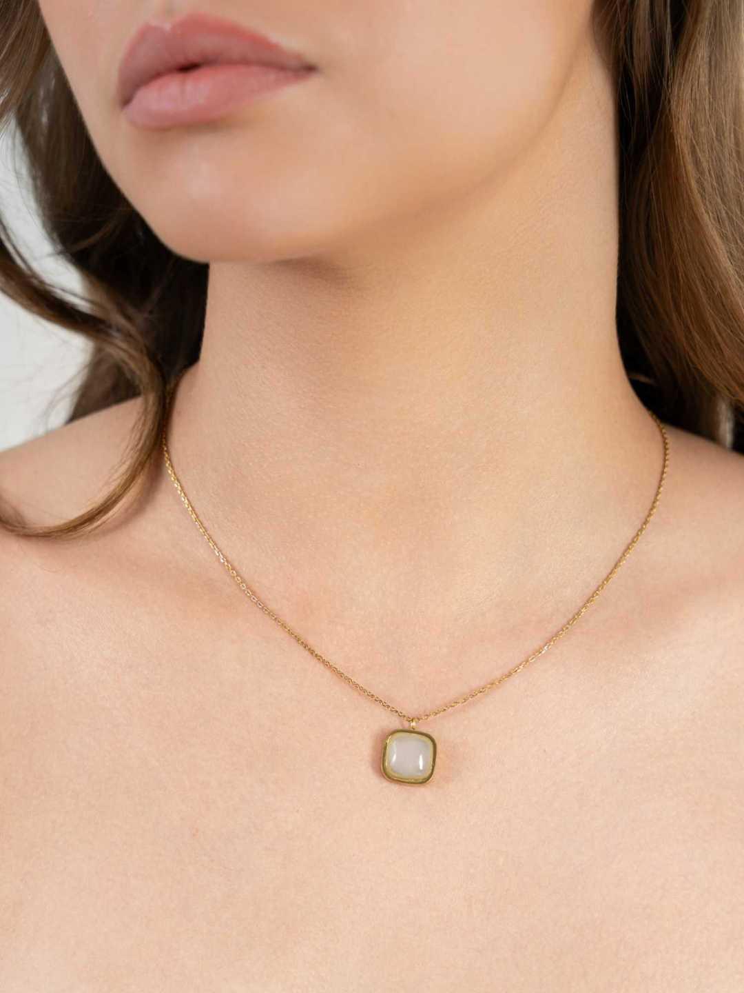 Buy ZAISHA 18KT Gold Plated Stainless Steel Stone Studded Jade Vintage ...