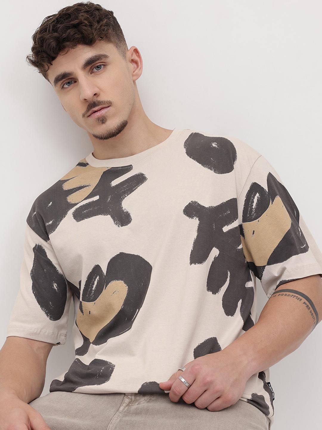 Buy The Roadster Life Co. Abstract Printed Drop Shoulder Sleeves Pure ...