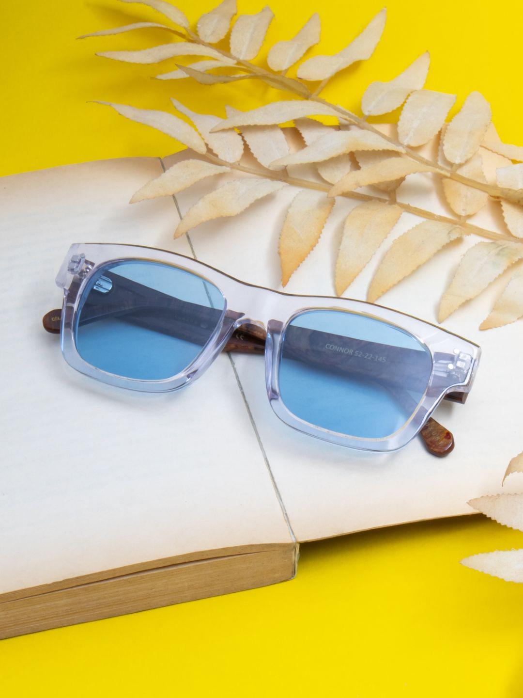 Buy Ted Smith Unisex Blue Wayfarer Premium Acetate Sunglasses With ...