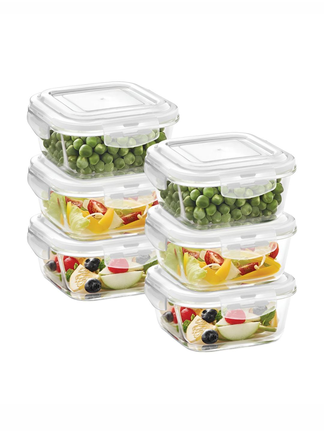 Buy BOROSIL Klip N Store Transparent 6 Pieces Borosilicate Glass Fridge ...