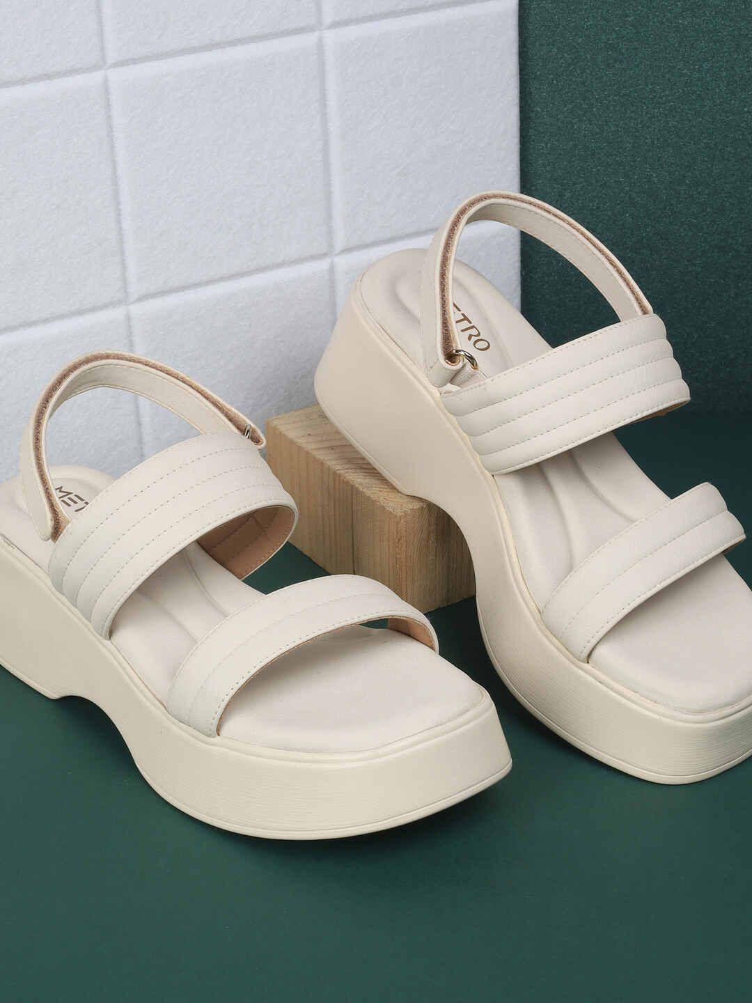 Buy Metro Colourblocked Platform Peep Toes With Bows - Heels for Women ...