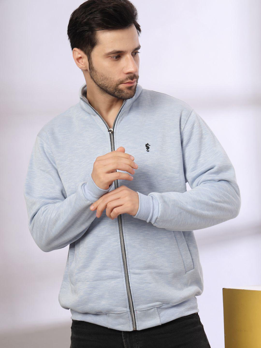 Buy EPPE Men Stand Collar Self Design Fleece Casual Lightweight Jacket ...