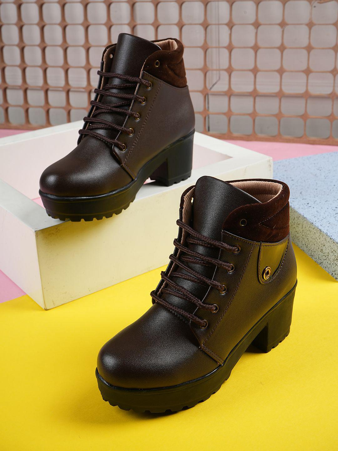 Buy SAPATOS Women Lace Ups Casual Block Heeled Regular Boots - Boots ...