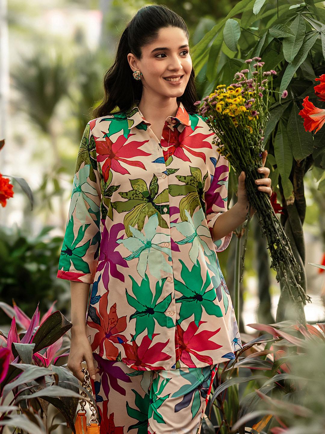 Buy Libas Floral Printed Shirt With Trousers Co Ords - Co Ords for ...