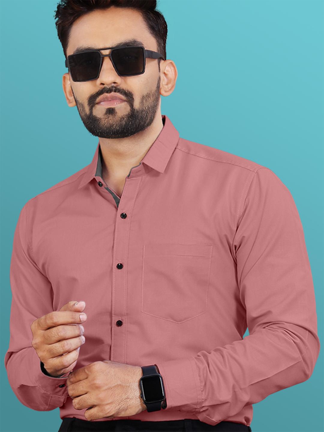 Buy VeBNoR Men Standard Fit Solid Spread Collar Casual Shirt - Shirts ...