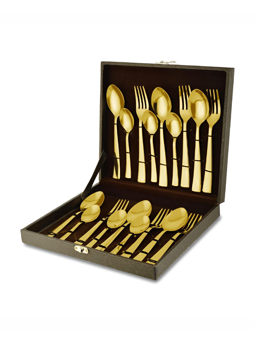 Buy Parage Gold Toned 18 Pieces Stainless Steel Premium Cutlery Set ...