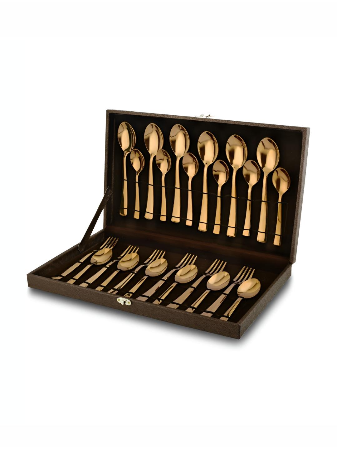 Buy Parage Gold Toned 24 Pieces Stainless Steel Cutlery Set With ...