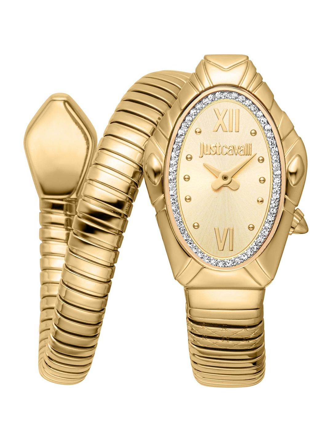 Buy Just Cavalli Women Embellished Dial & Stainless Steel Wrap Around ...