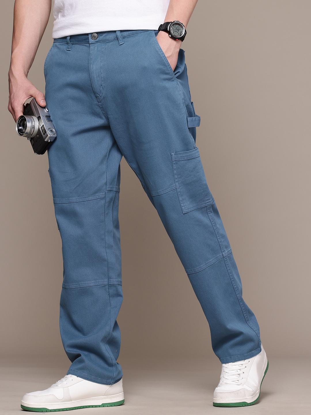 Buy The Roadster Lifestyle Co. Men Relaxed Loose Fit Cargos Trousers ...