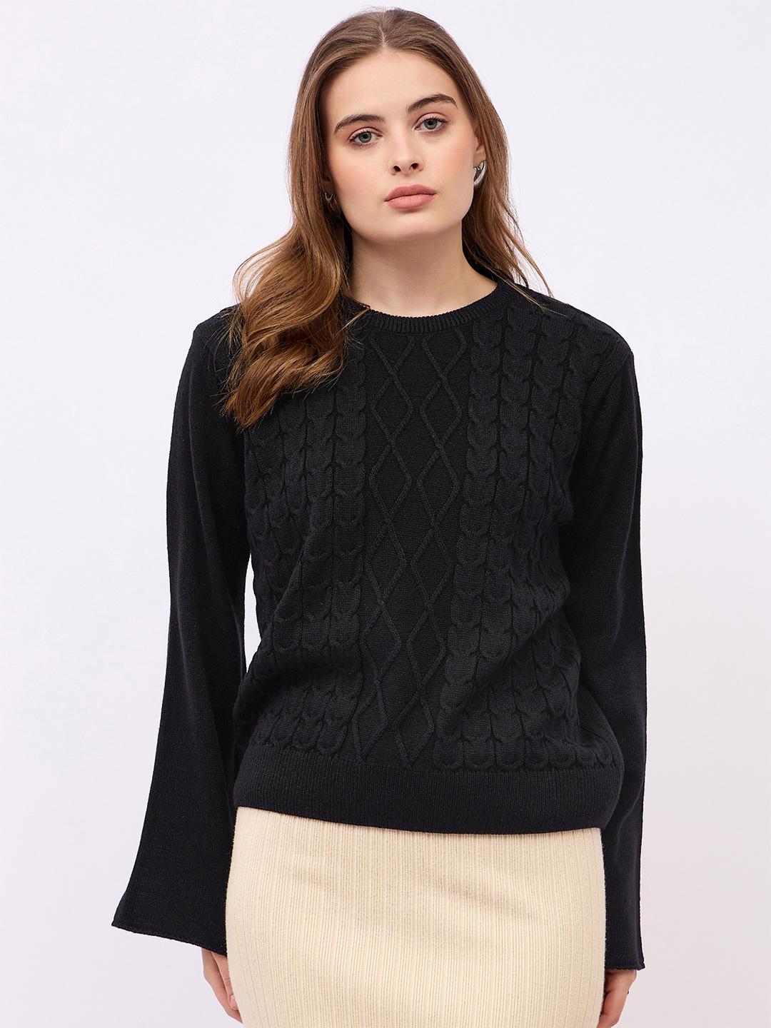Buy Styli Women Cable Knit Self Design Pullover Sweaters - Sweaters for ...