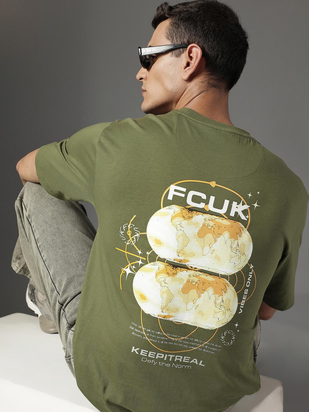 Buy FCUK Graphic Printed Pure Cotton Relaxed Fit T Shirt - Tshirts for ...