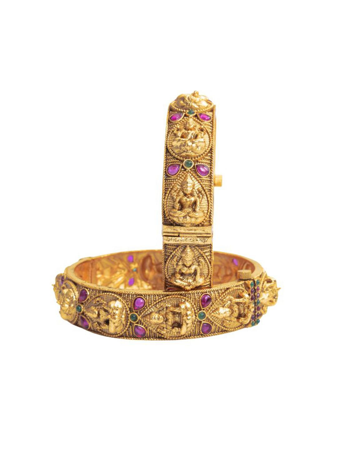 Buy South Temple Jewellery Pack Of 2 Gold Plated Bangles - Bangle for ...