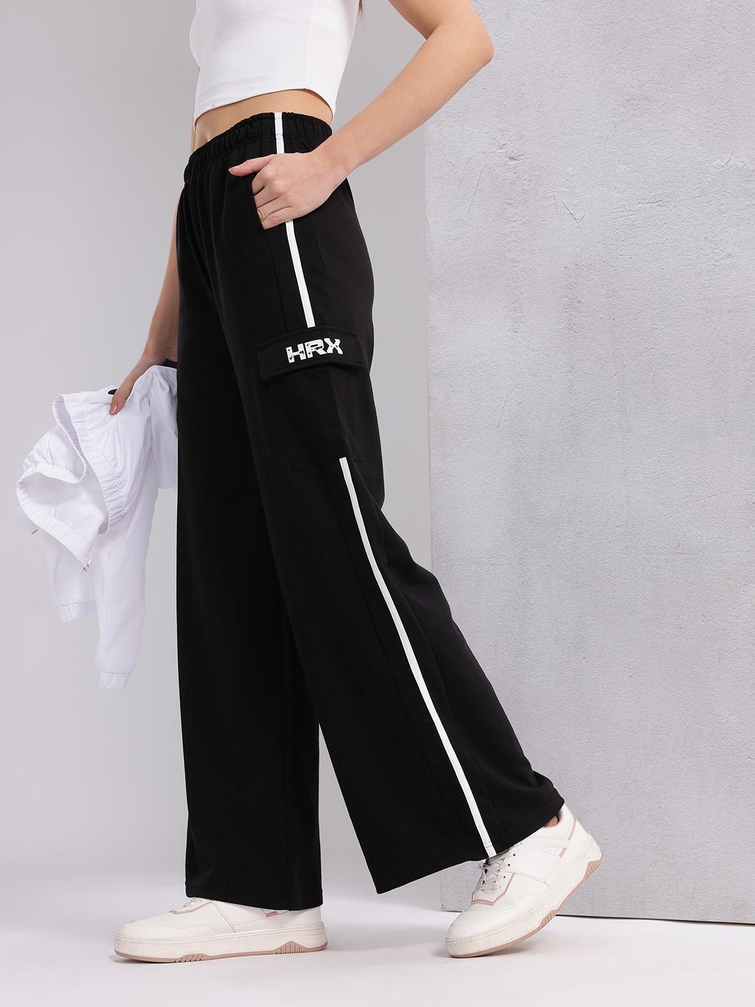 Buy HRX By Hrithik Roshan Women Lifestyle Side Stripe Cargo Track Pants ...
