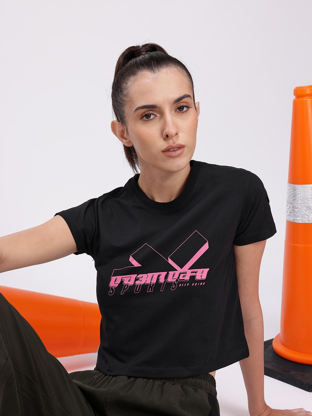 Buy HRX By Hrithik Roshan Brand Logo Printed Crop Lifestyle T Shirt ...