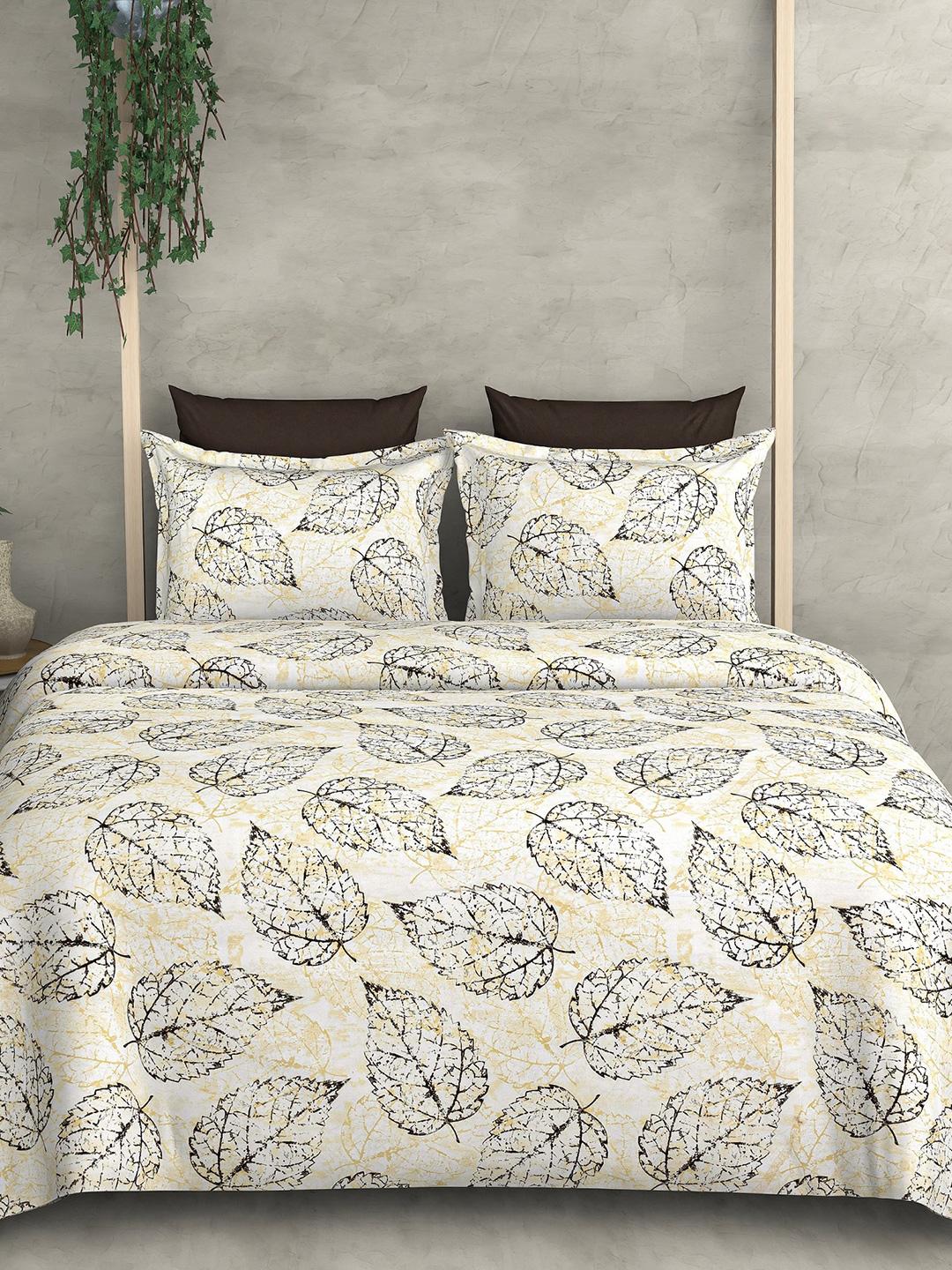 Buy Cortina Green Leaf Microfiber Breathable 140 TC Super King Bedsheet ...