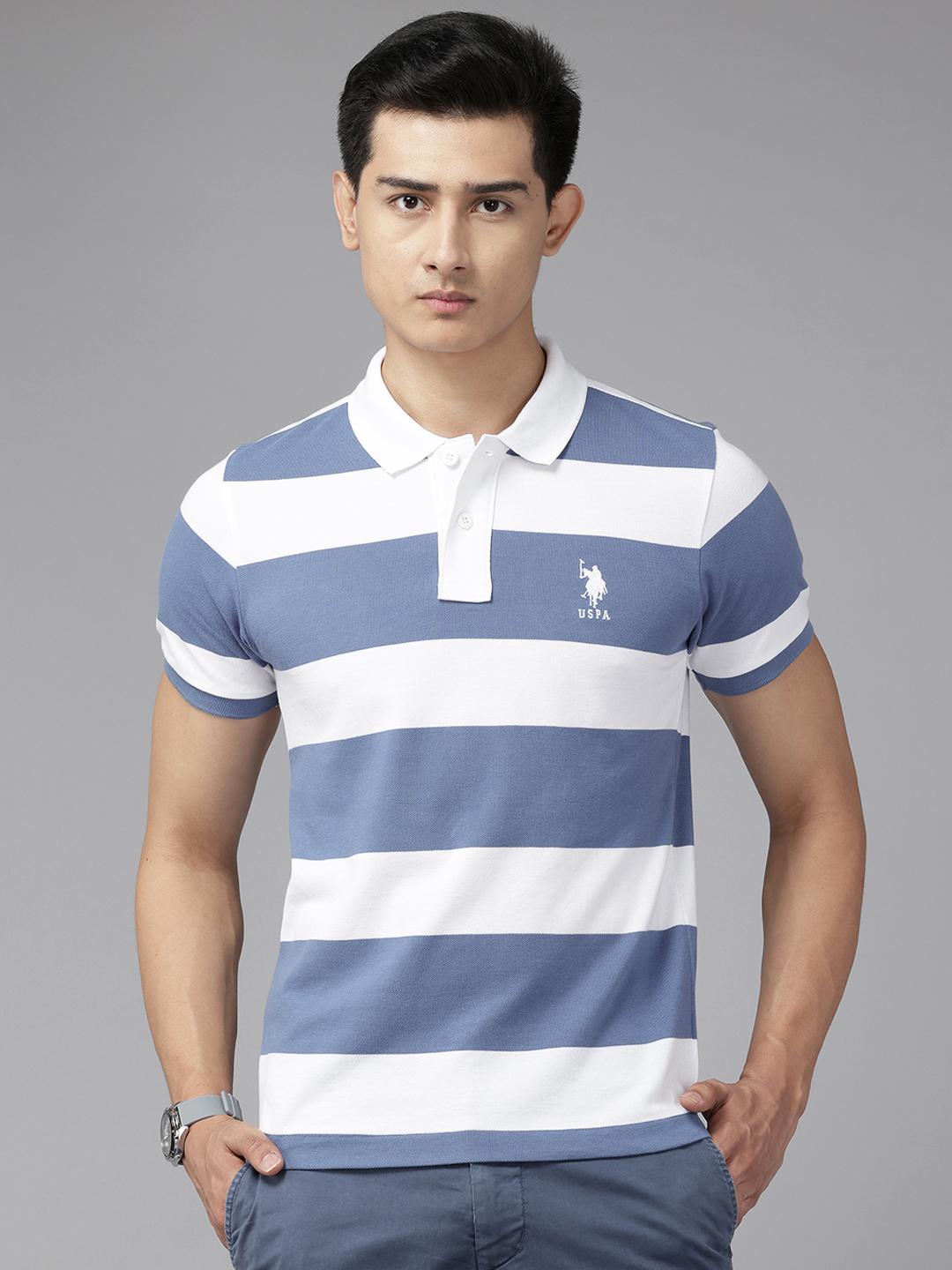 Buy U.S. Polo Assn. Yarn Dyed Striped Polo Collar Pure Cotton Slim Fit T Shirt - Tshirts for Men ...