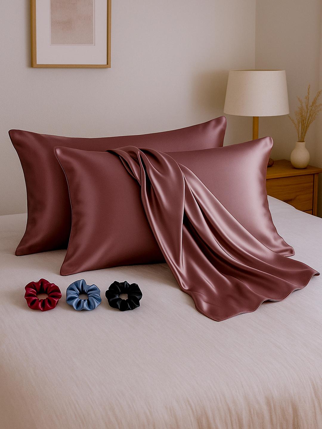 Buy Kuber Industries Rose 2 Pieces Pure Silk Rectangle Pillow Covers ...