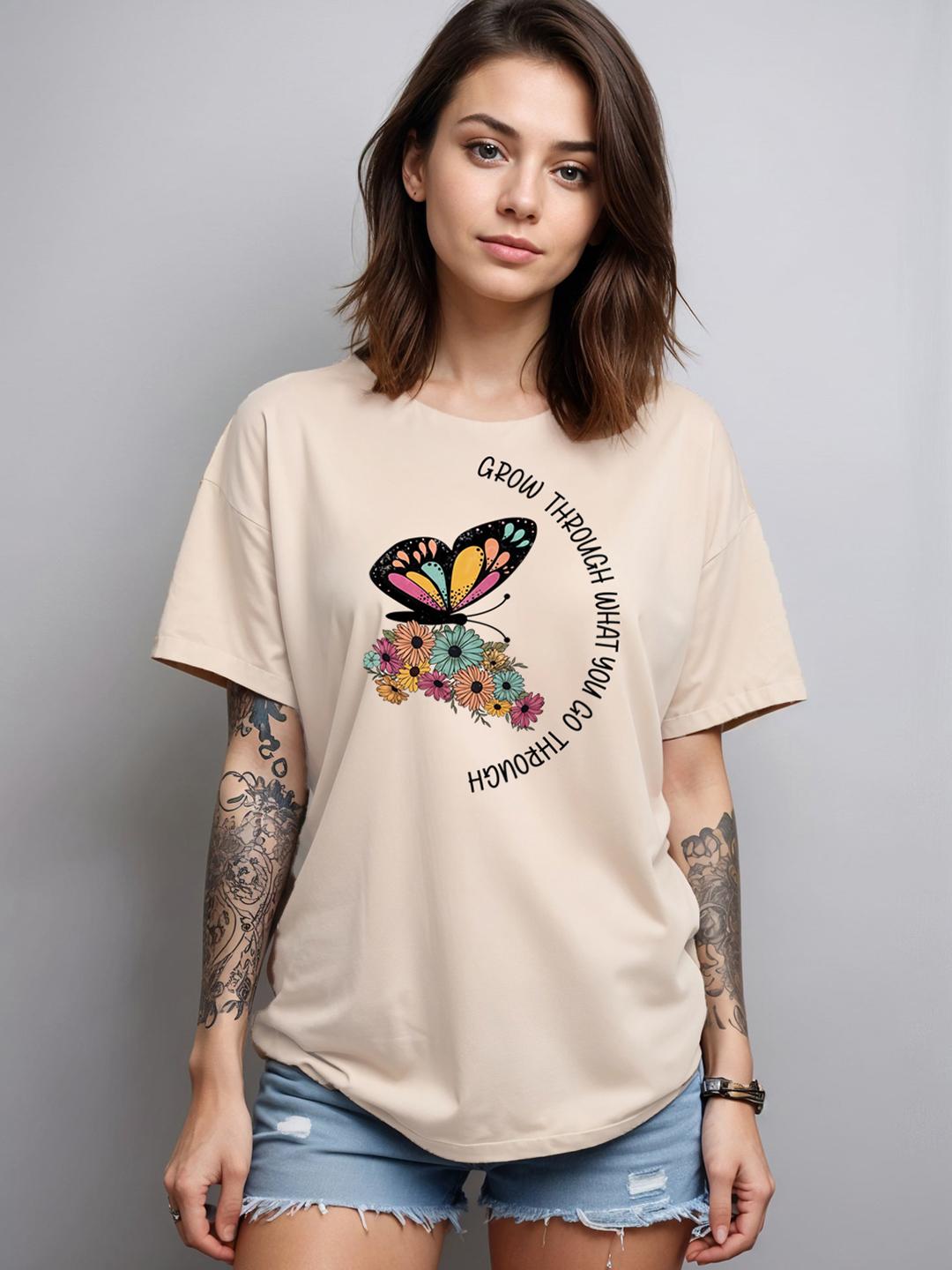 Buy SMARTEES Women Graphic Printed Round Neck Cotton Oversized T Shirt ...