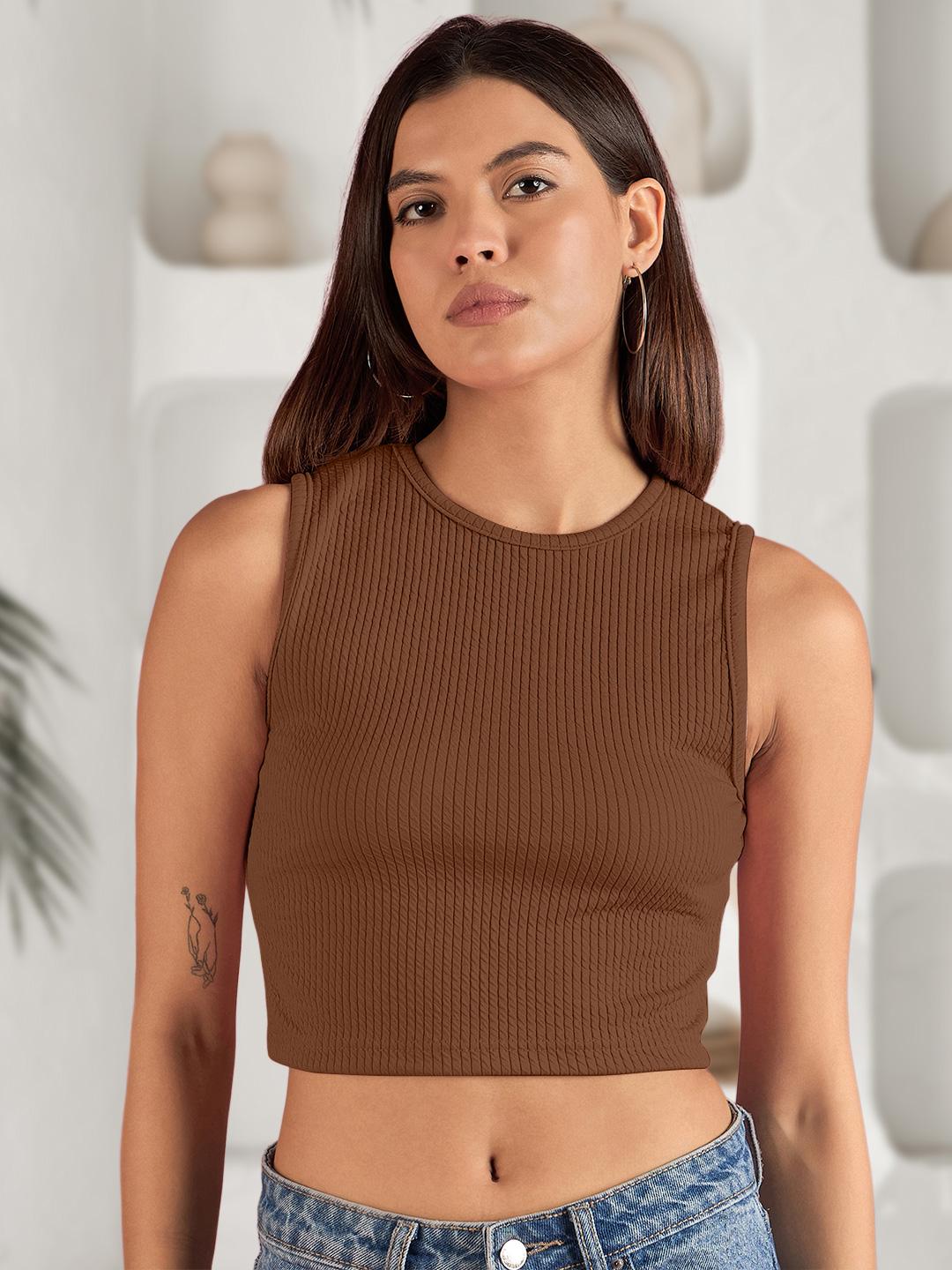 Buy DressBerry Women Round Neck Tank Crop Top - Tops for Women 32476160 ...