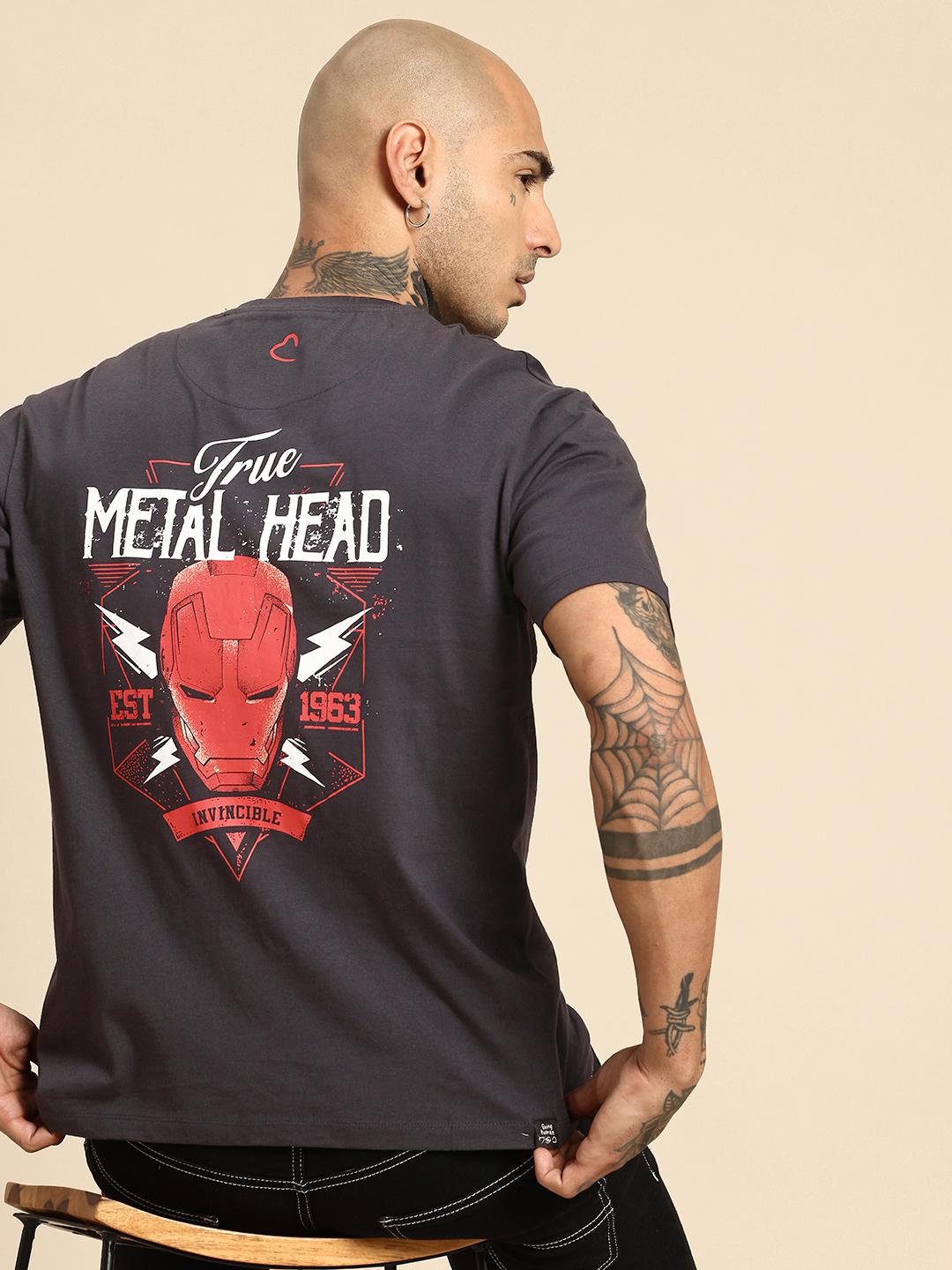 Buy Being Human Pure Cotton Iron Man Printed Relaxed Fit Applique T ...