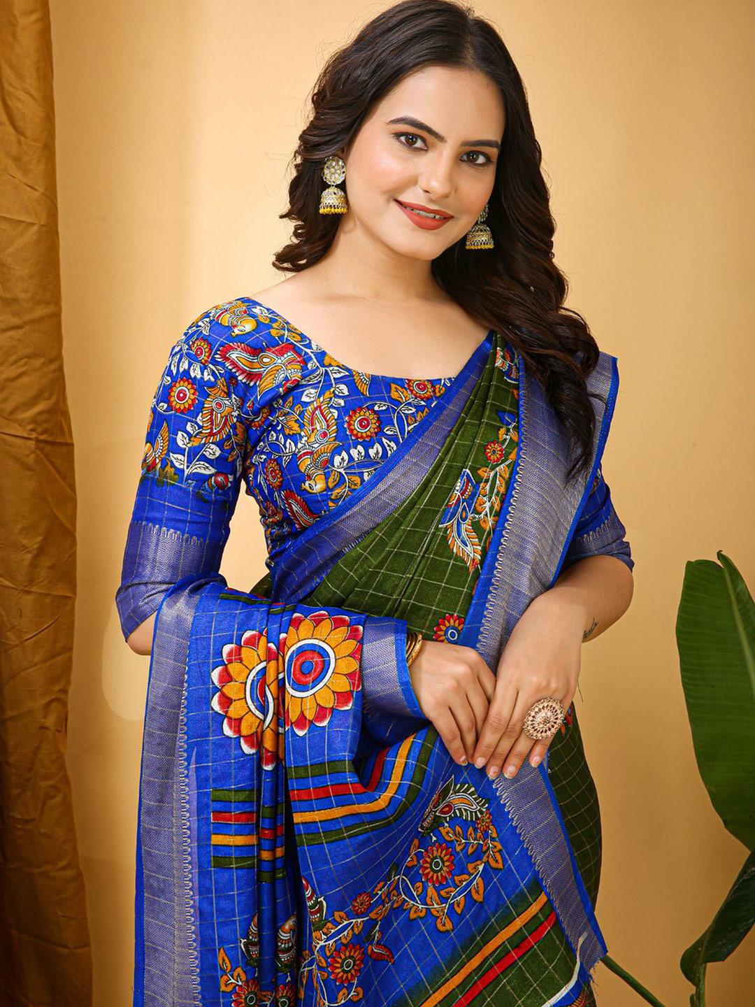 Buy Anouk Rustic Kalamkari Zari Block Print Saree - Sarees for Women ...