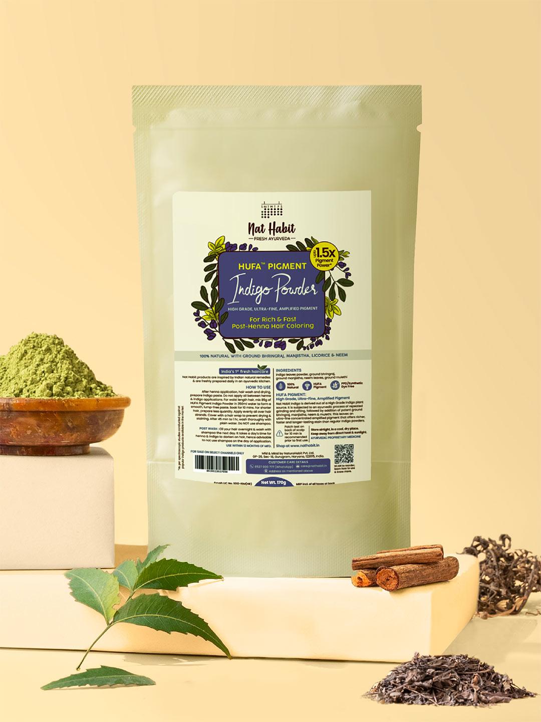 Buy Nat Habit HUFA Pigment Indigo Powder Natural Hair Color Dye 170g ...