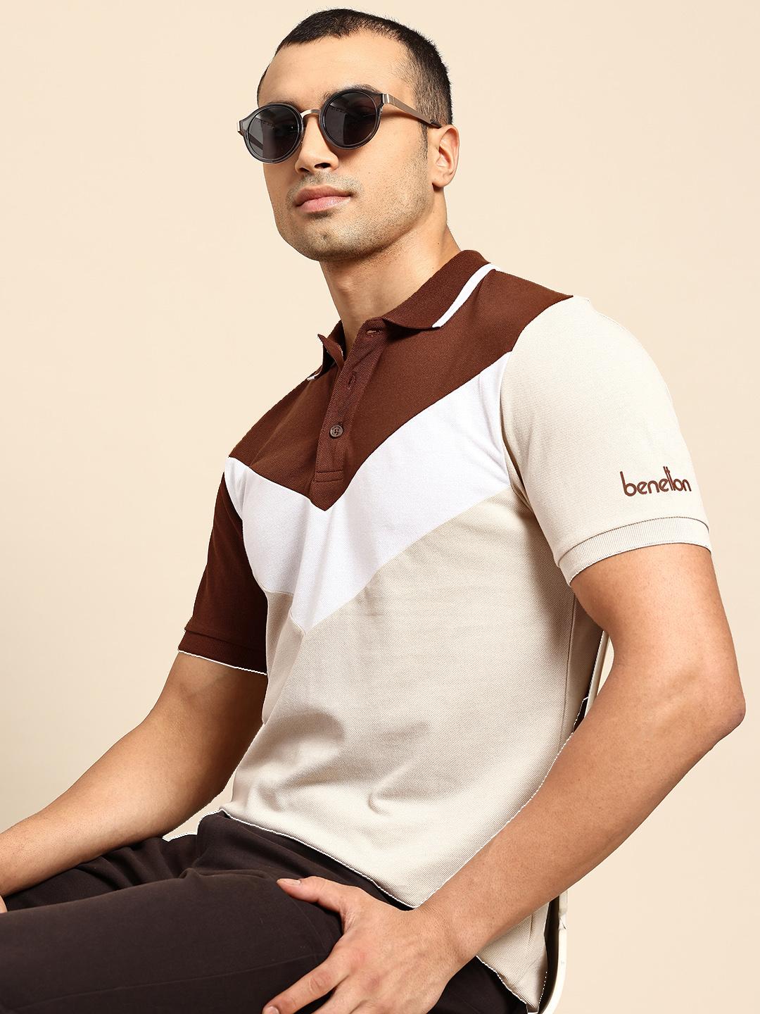 Buy United Colors Of Benetton Colorblocked Polo Collar T Shirt ...