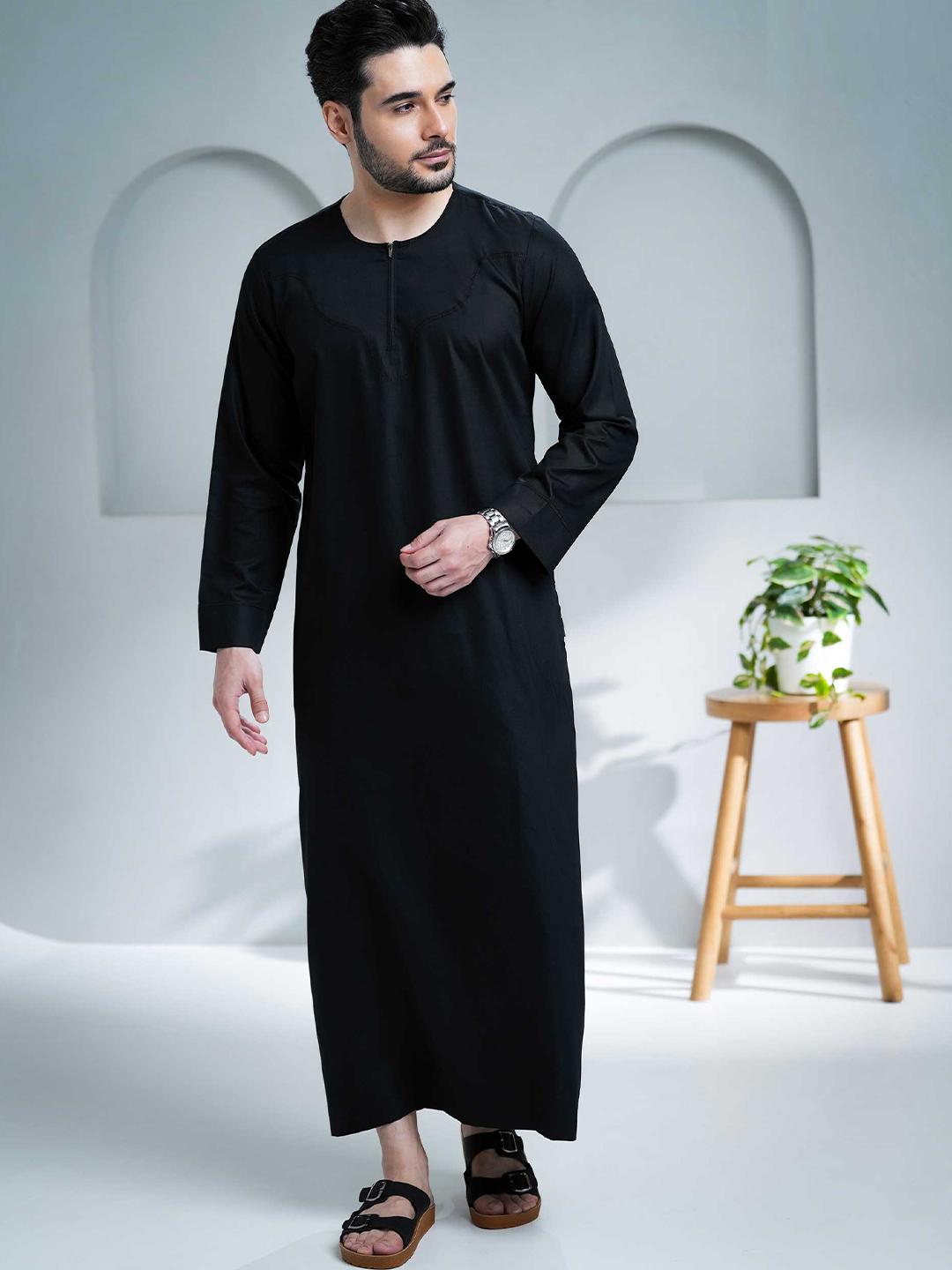 Buy MASHROO Men Kurvig Omani 2.0 Thobe Jubba Kurta - Kurtas for Men ...