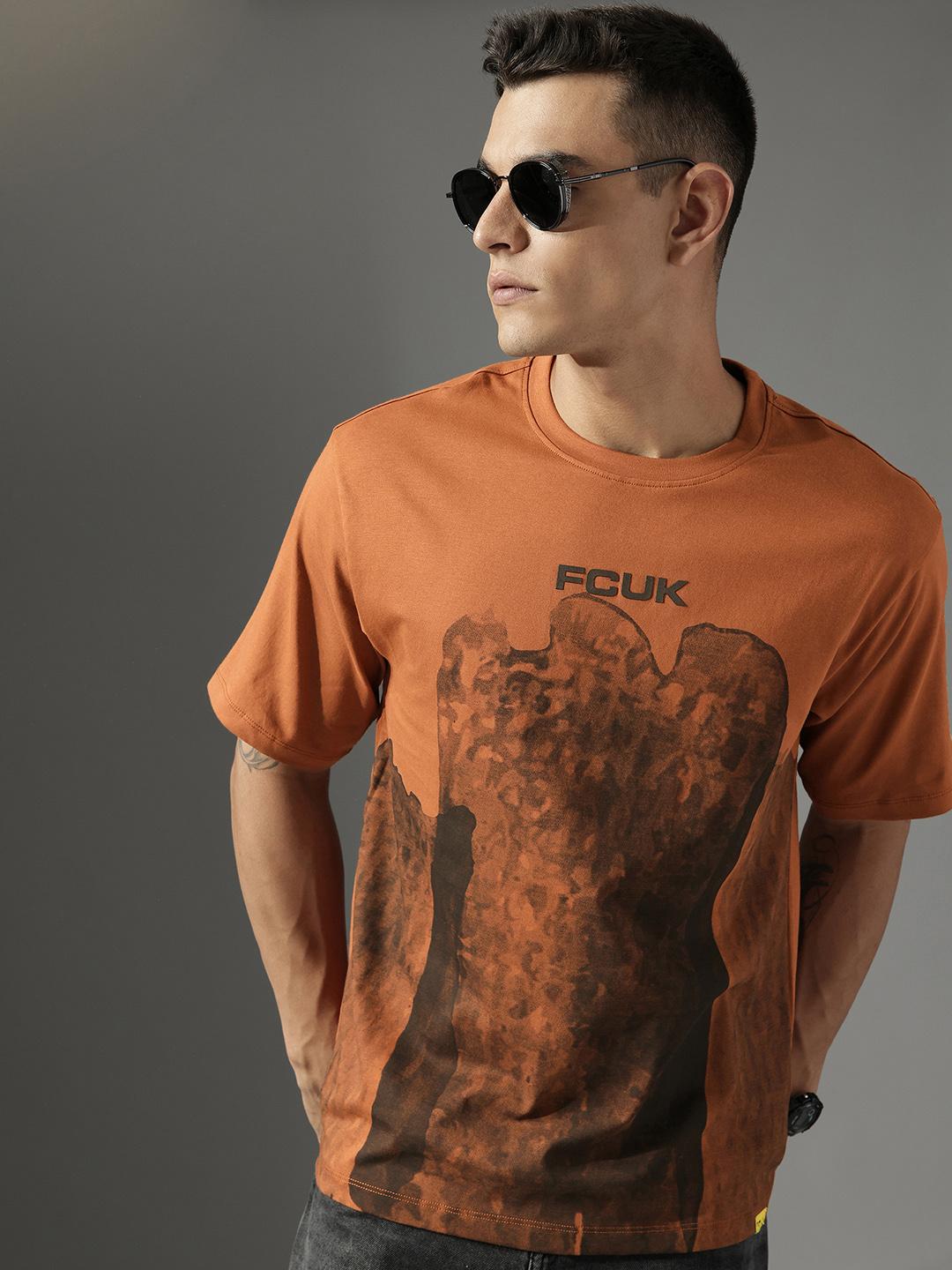 Buy FCUK Pure Cotton Abstract Printed Relaxed Fit T Shirt - Tshirts for ...