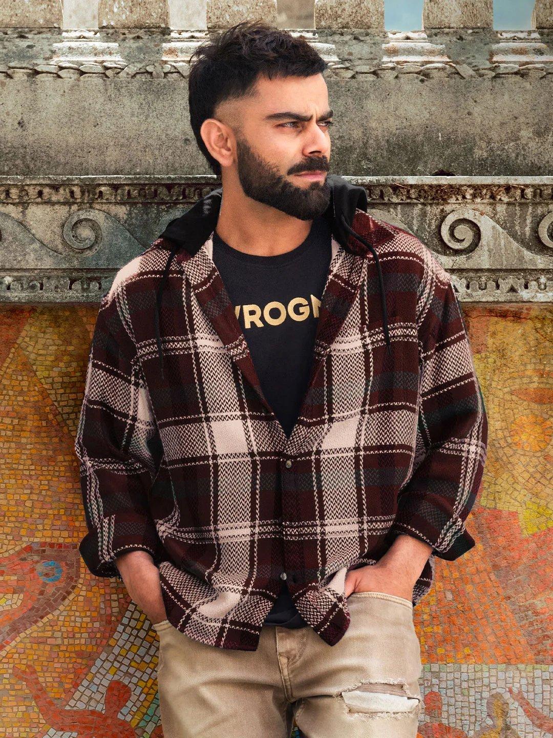 Buy WROGN Men Oversized Fit Hooded Tartan Checked Cotton Shacket ...